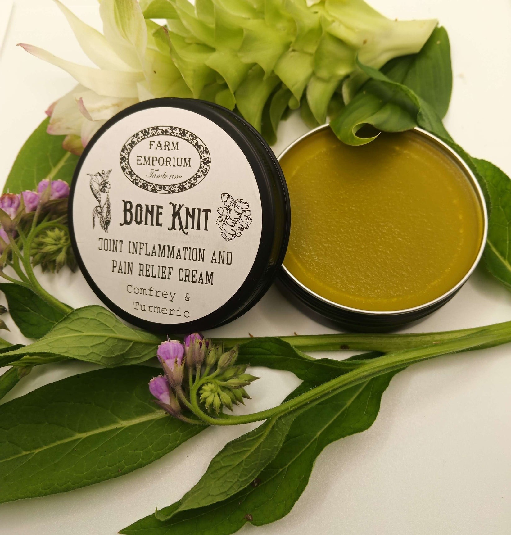 Bone Knit Cream – Comfrey & Turmeric Balm/Salve 90g Tin. Fast-absorbin ...